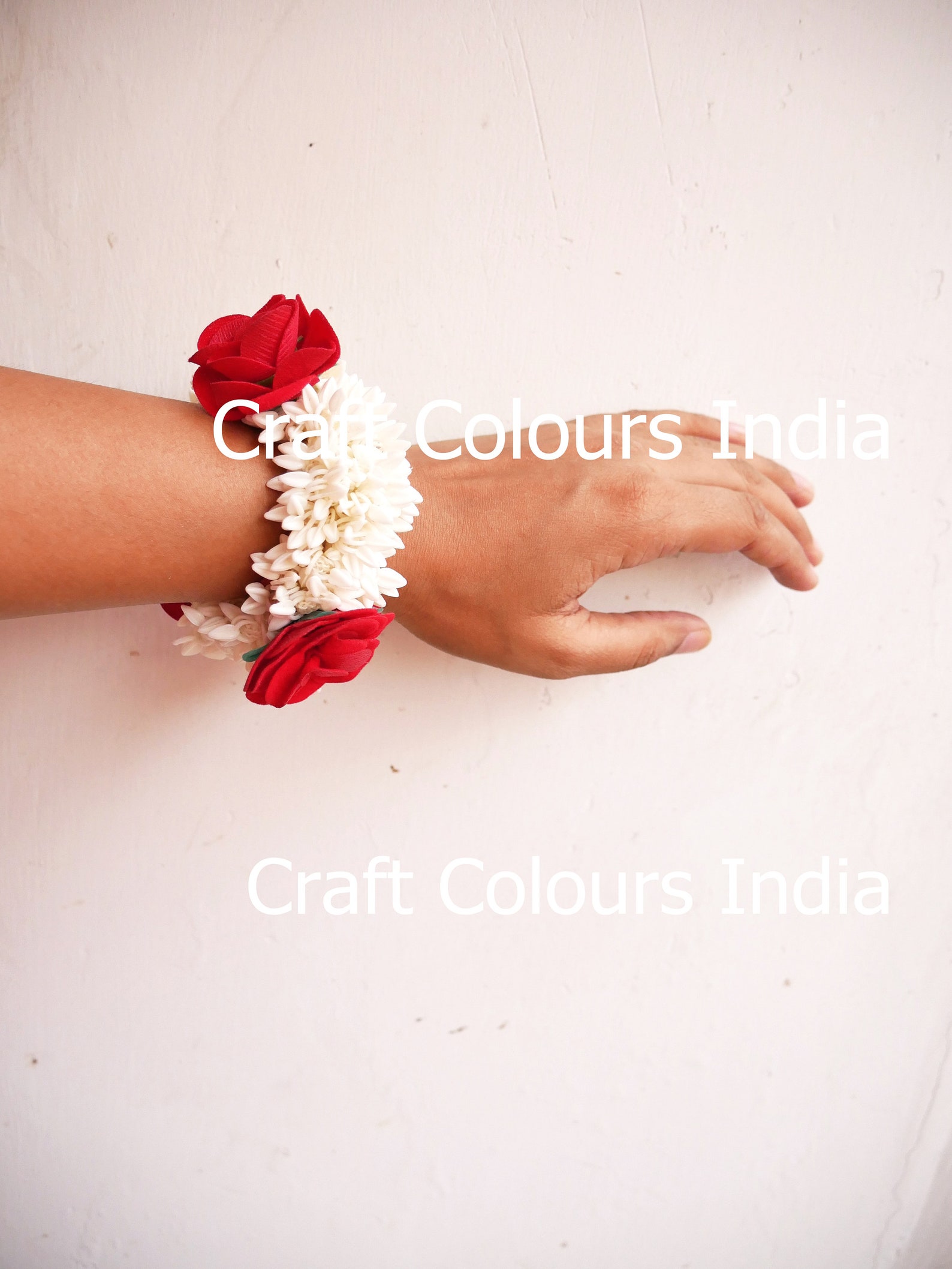 White Jasmine and Red Rose Gajra Indian Aritificial Flower - Etsy