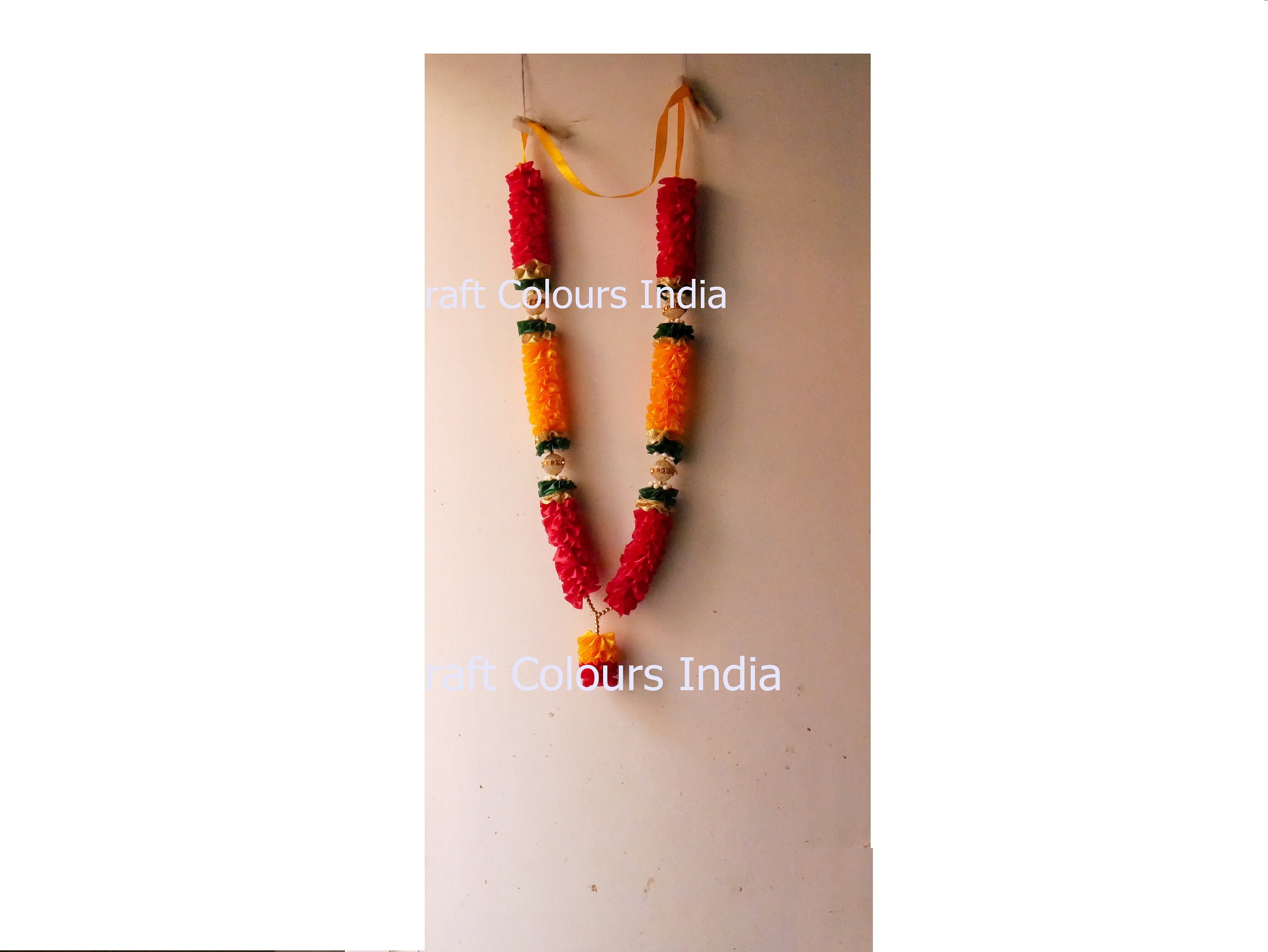 Indian Wedding Garland Yellow Red Ribbon Puja Mala Photo N | Etsy