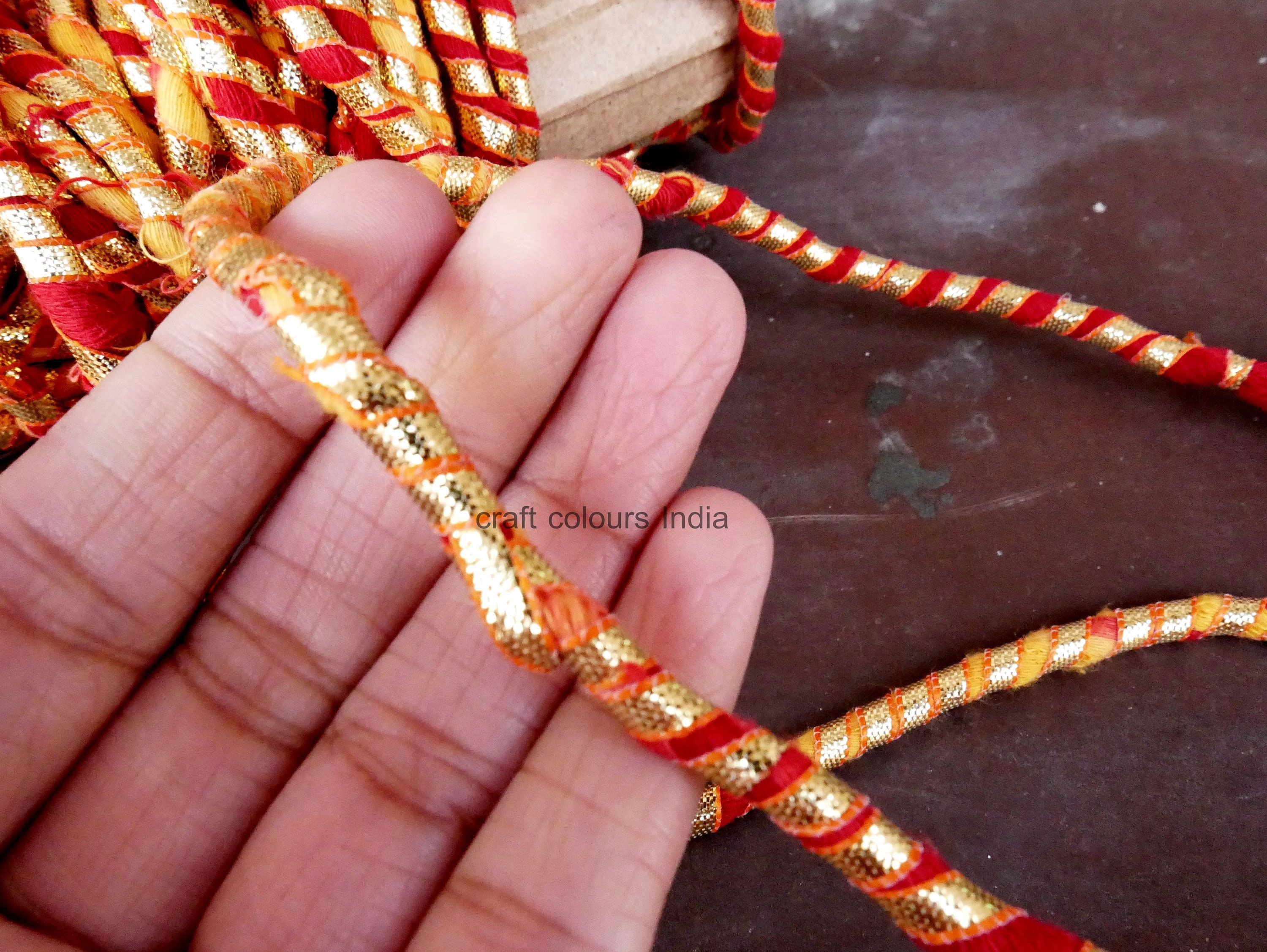 9.1 Yards Gota Rolled Kalava Suraksha Dhaga Red Yellow Raw | Etsy