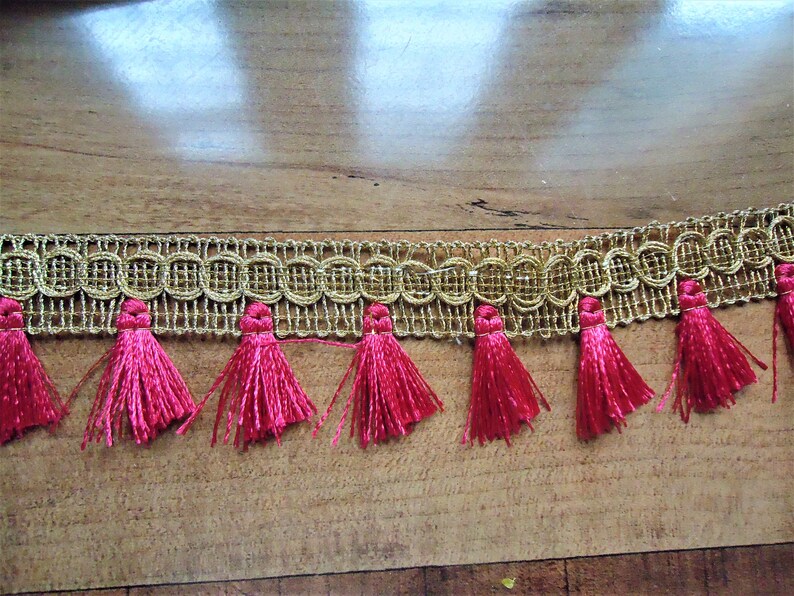 Silk Pink Tassel Net Golden Lace 9 Yards Tassel Trim Tassel - Etsy