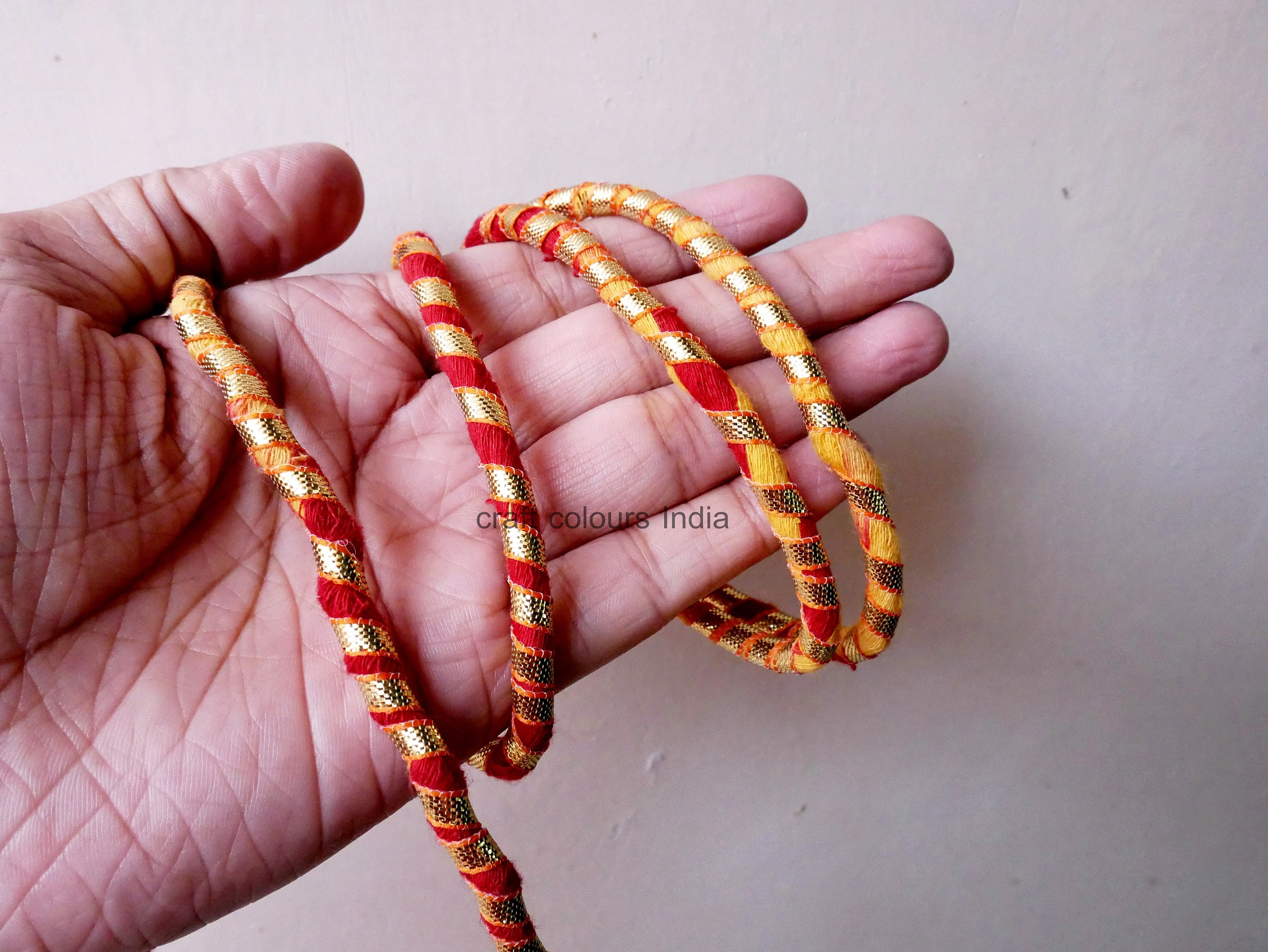 9.1 Yards Gota Rolled Kalava Suraksha Dhaga Red Yellow Raw | Etsy