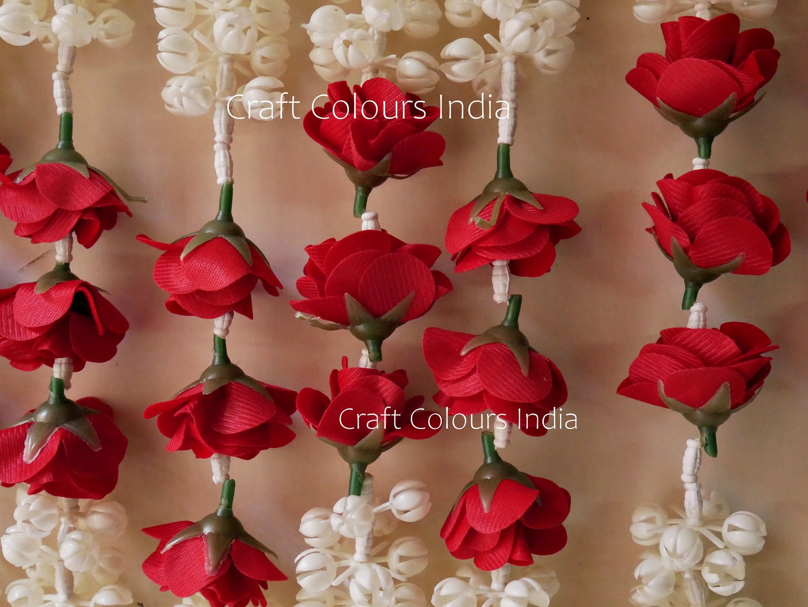 20 Pc White Jasmine and Red Rose Garlands for Indian Wedding ...