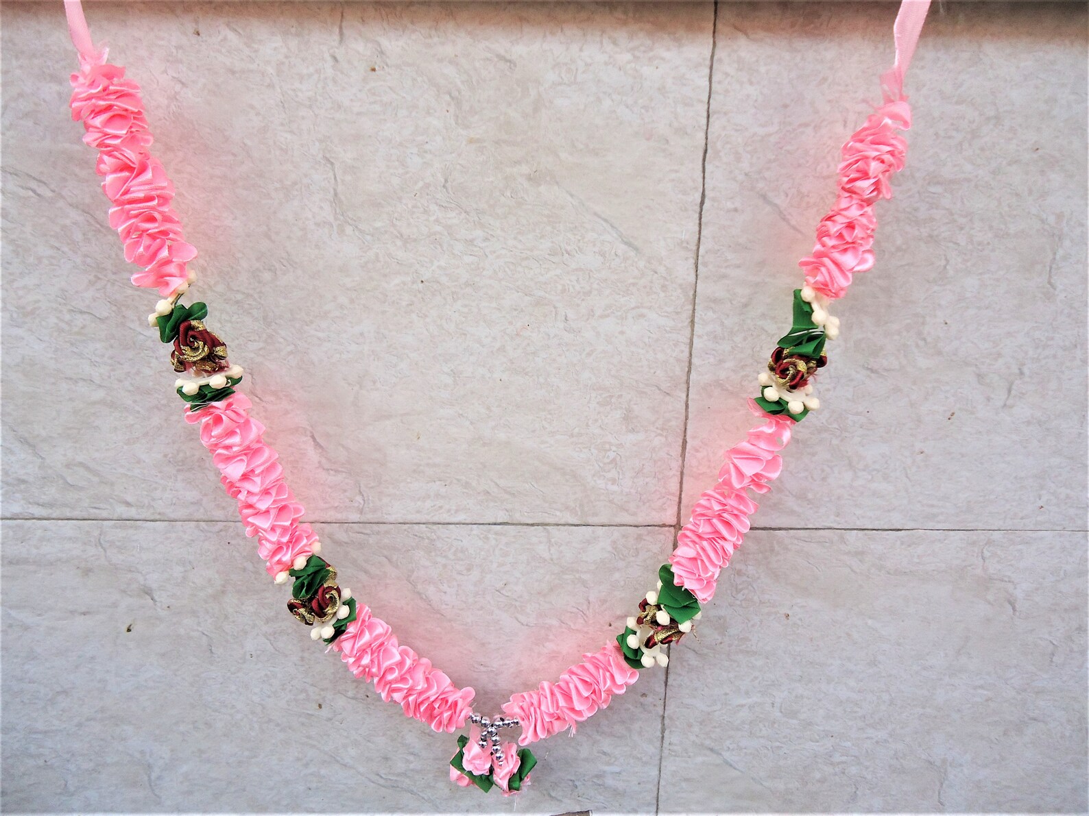 Light Pink Ribbon Puja Garland Photo Garland Idol or Statue | Etsy