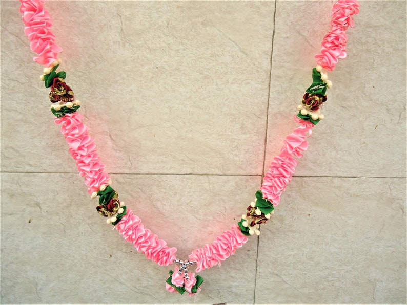 Light Pink Ribbon Puja Garland, Photo Garland, Idol or Statue Garland ...