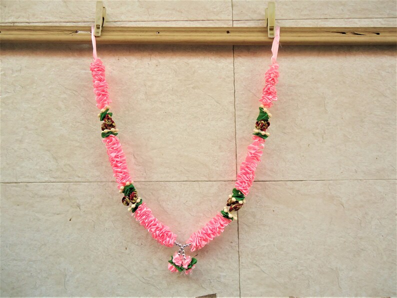 Light Pink Ribbon Puja Garland, Photo Garland, Idol or Statue Garland ...