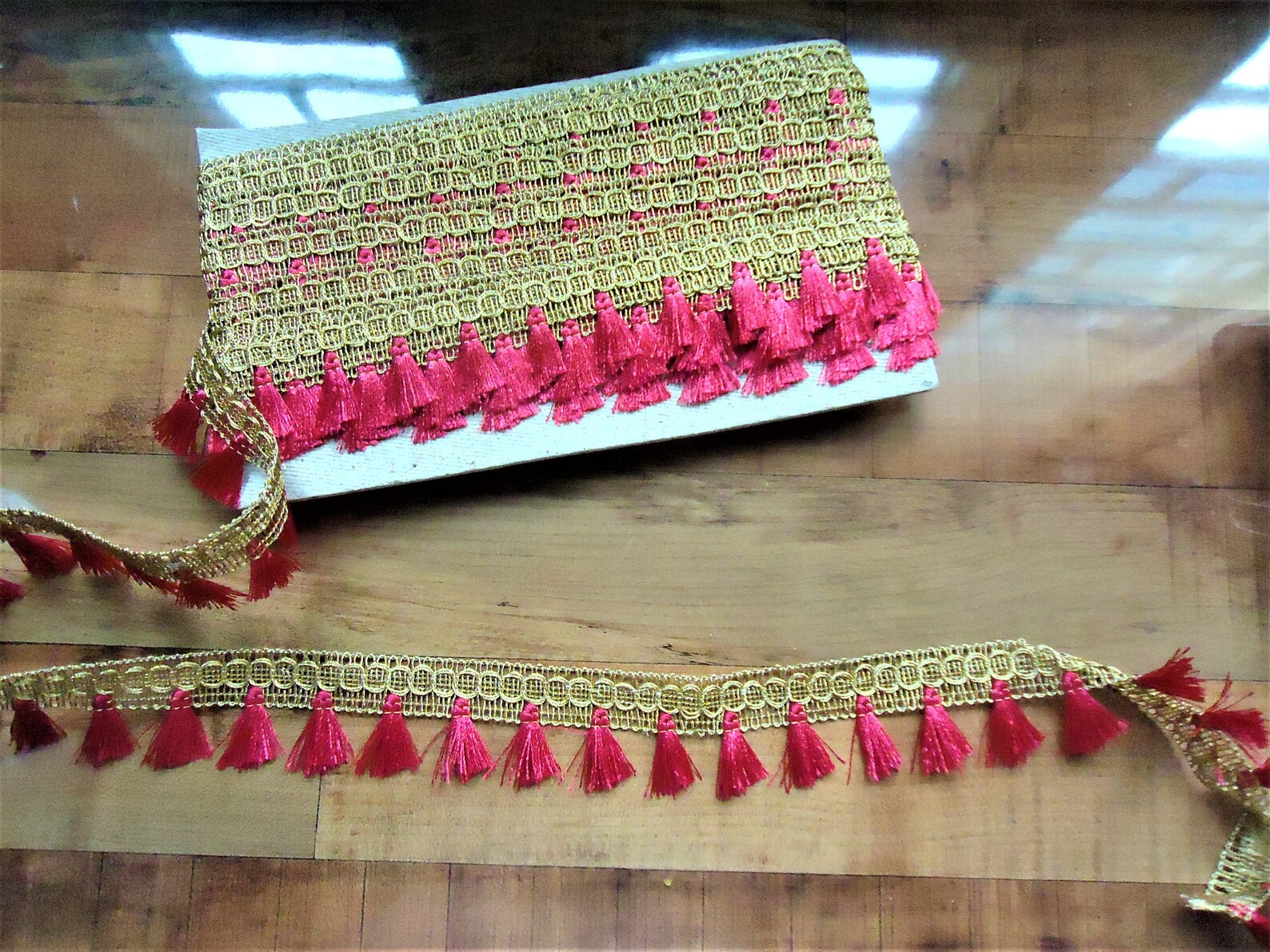 Silk Pink Tassel Net Golden Lace 9 Yards Tassel Trim Tassel | Etsy