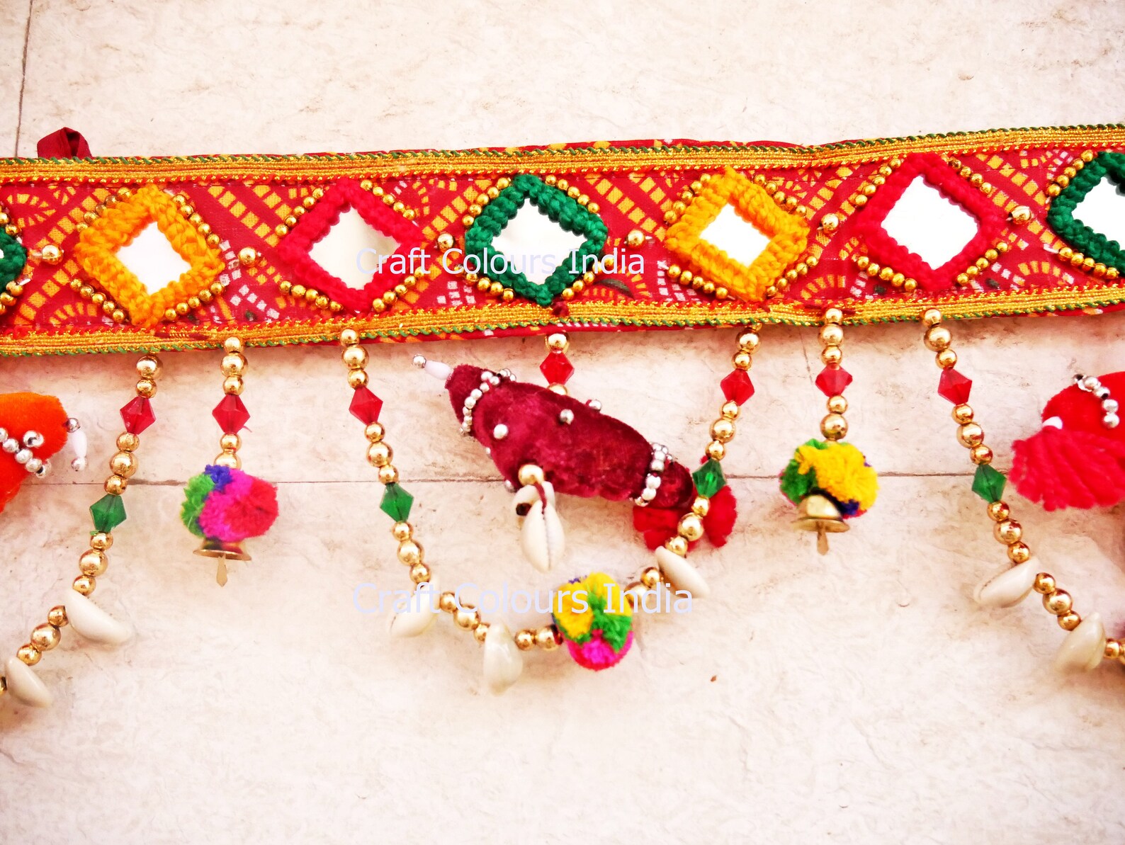 Hanging Bird Mirror Toran With Pompoms Housewarming Gift - Etsy