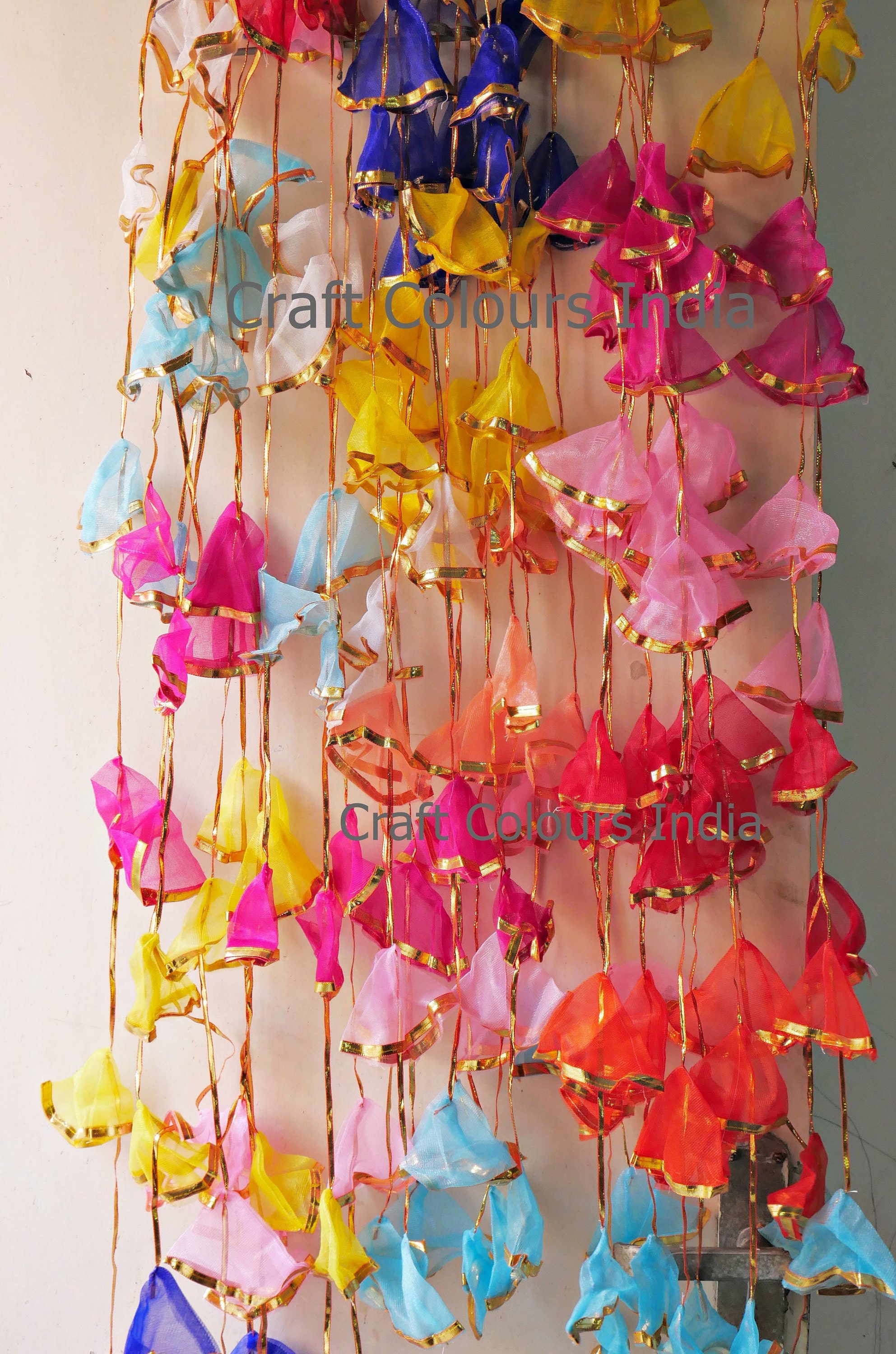 Multicolor Gota Net Garlands, Indian Wedding Decor, Backdrop Hangings ...