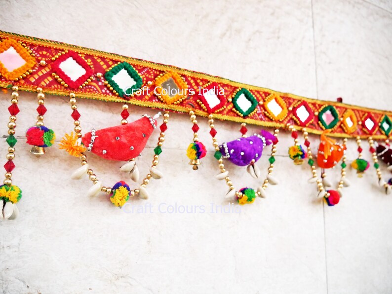 Hanging Bird Mirror Toran With Pompoms Housewarming Gift | Etsy