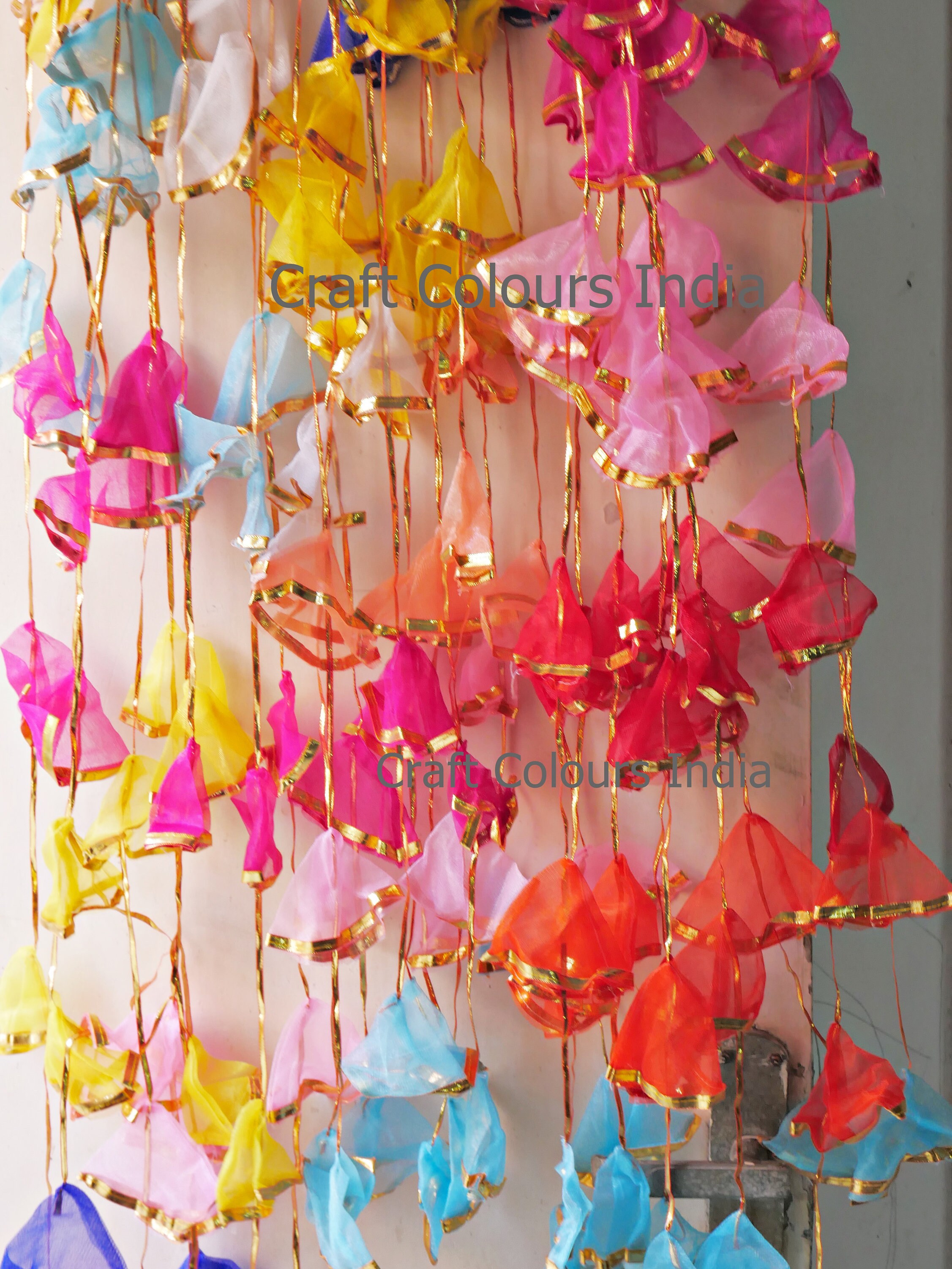 Multicolor Gota Net Garlands, Indian Wedding Decor, Backdrop Hangings ...