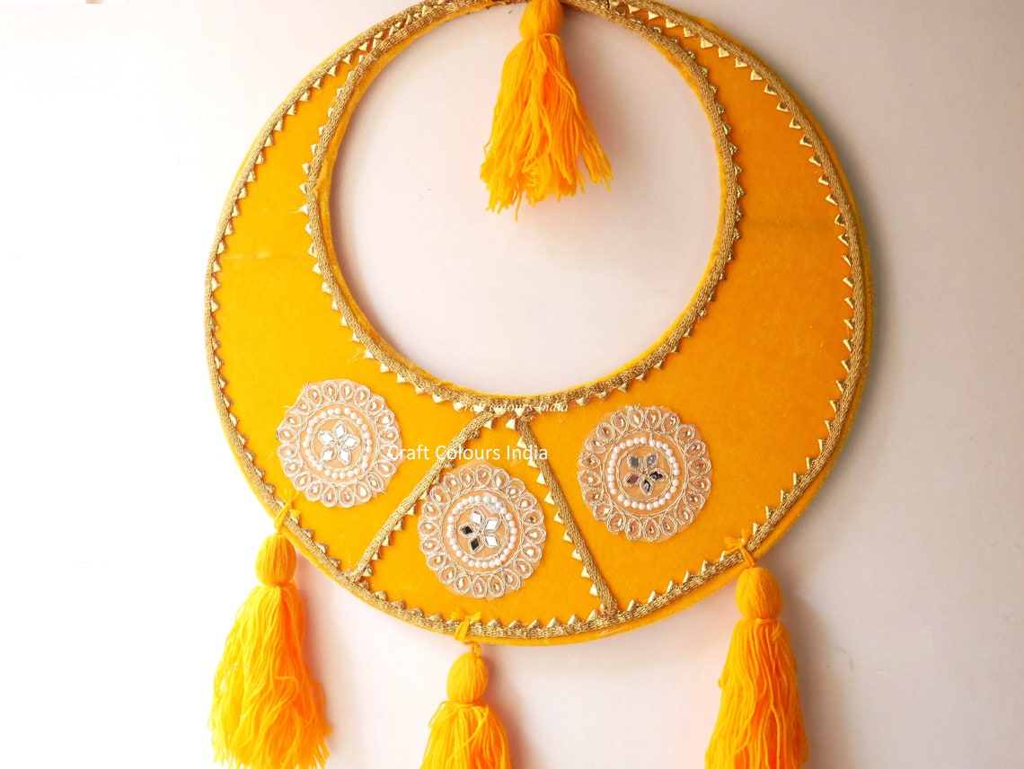 2 Pc Big Yellow N Pink Chandbali Shape Indian Wedding - Etsy