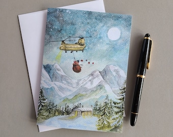 Aviation Chinook Helicopter Christmas Card Slingload Tree Aviation FAC1 ...
