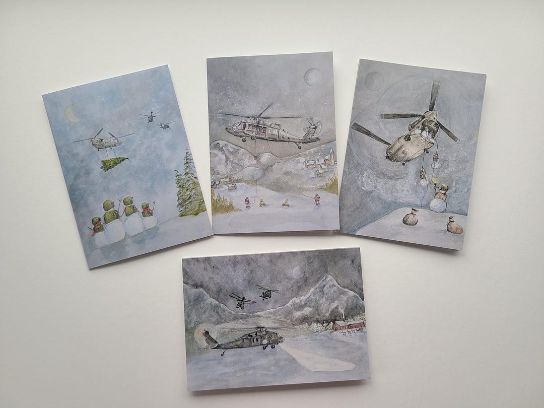 Aviation Helicopter Christmas Cards - Variety Pack of 4 - FAC1 - Etsy