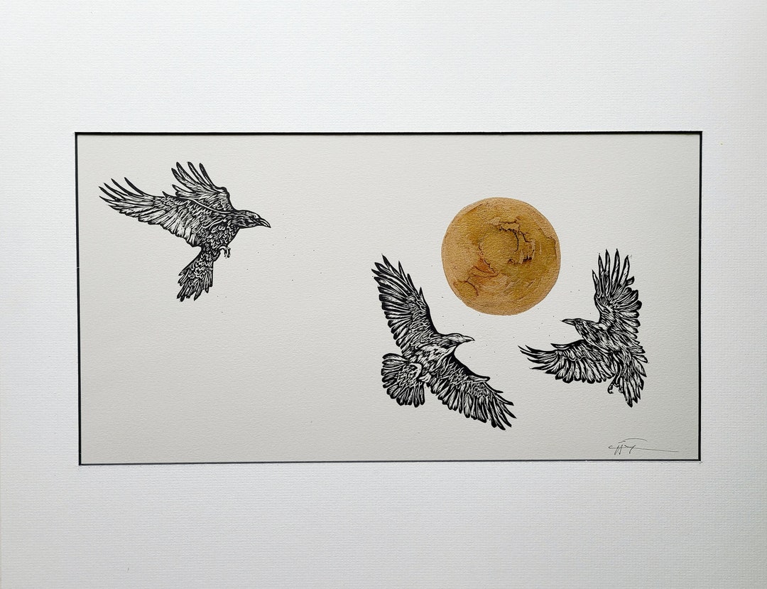 Birds of Three - Crows - Original Wall Print - FAC1 - Etsy