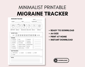 Migraine Tracker Printable,headache Log,track Headache Symptoms ...