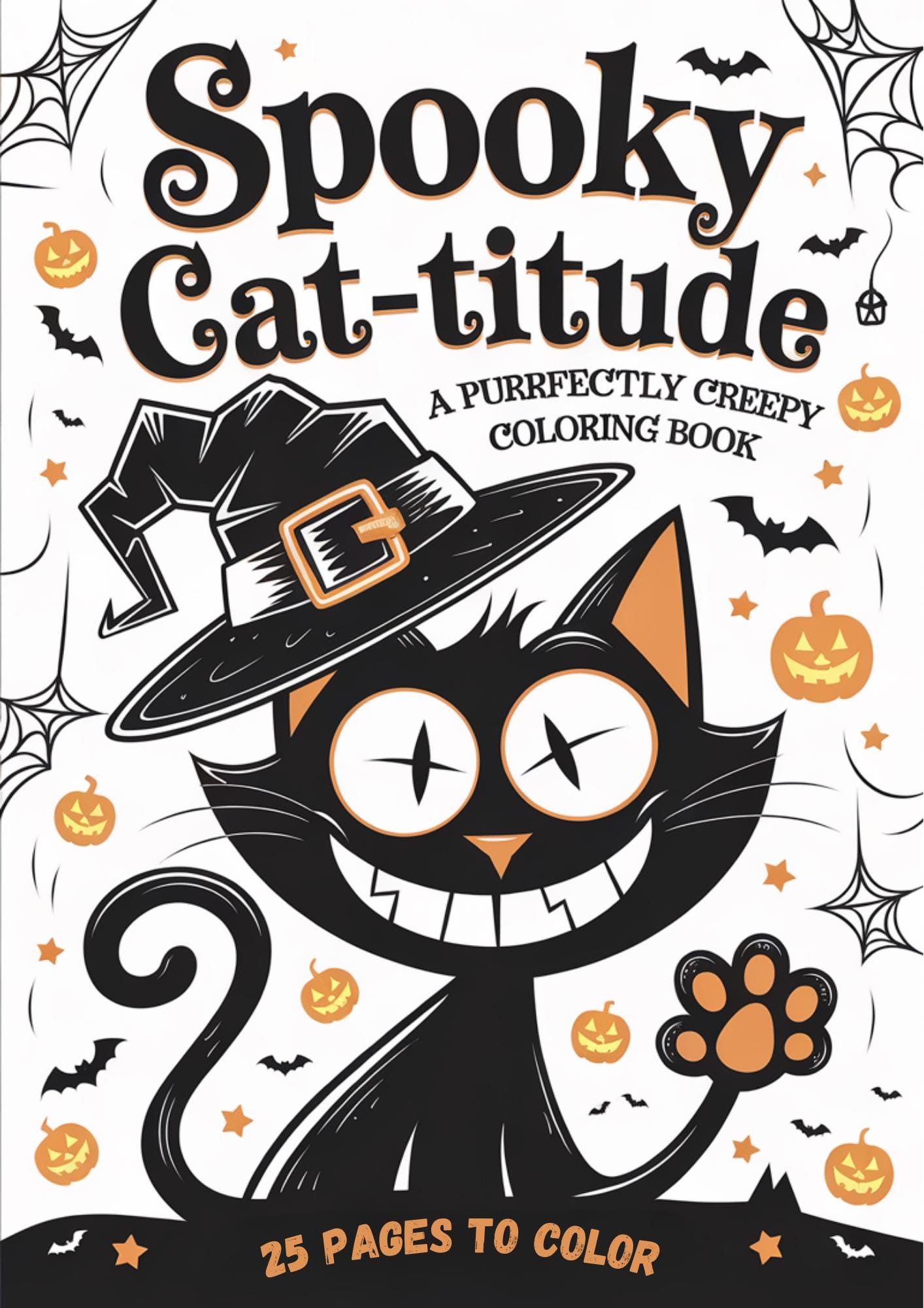 Coloring Pages for Halloween - Spooky Cats 25 Pages, Illustrations ...