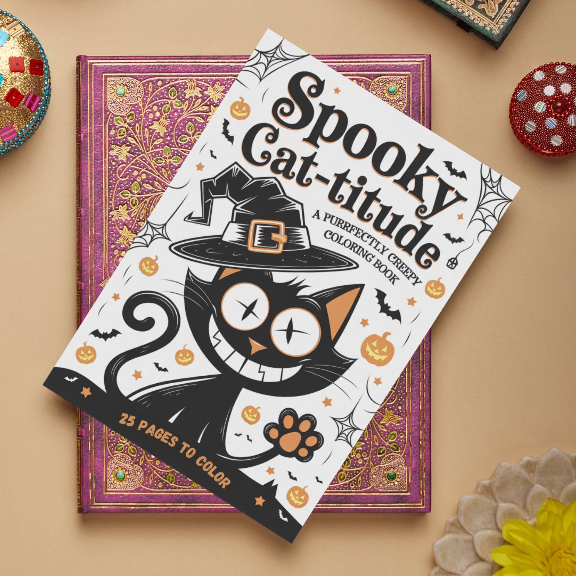 Coloring Pages for Halloween Spooky Cats 25 Pages, Illustrations ...