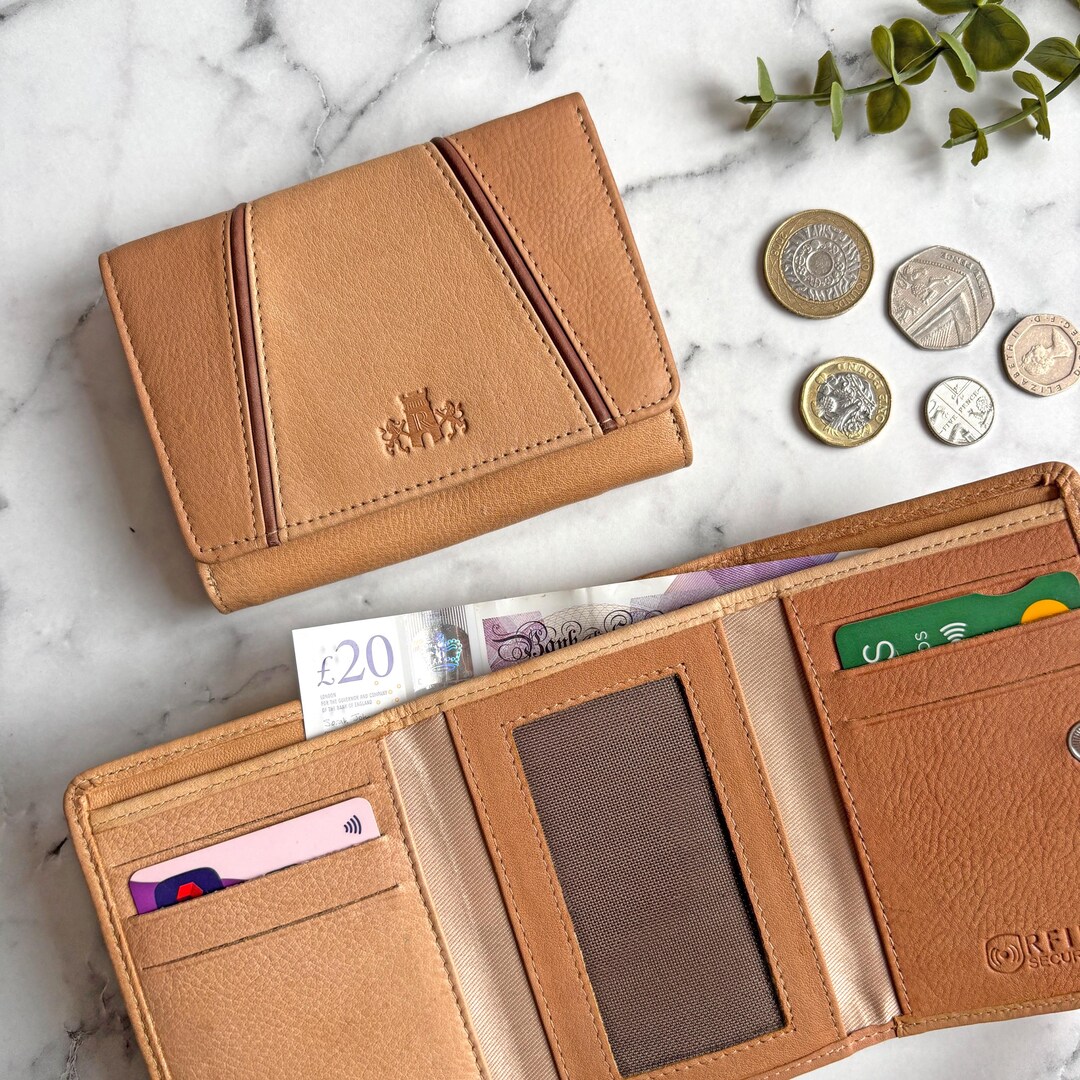 Women's Tan Leather Purse Rfid Secure - Etsy UK