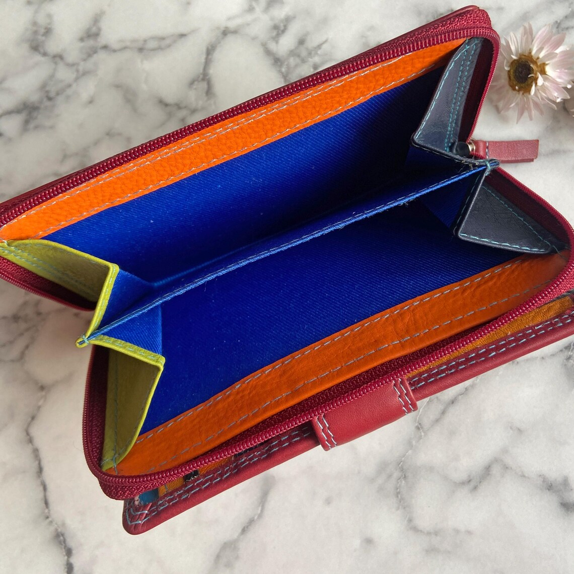 Women's Medium Red Multi Coloured Leather Purse - Etsy
