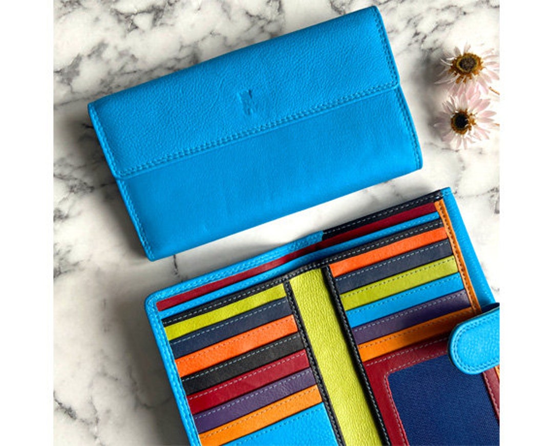 Women's Large Blue Multi Coloured Leather Purse - Etsy