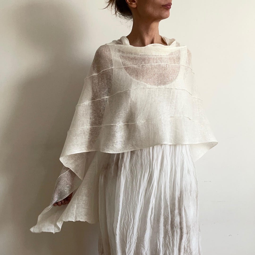 Knit Linen Poncho, Bridal Cape, Summer Wedding Wrap - Etsy