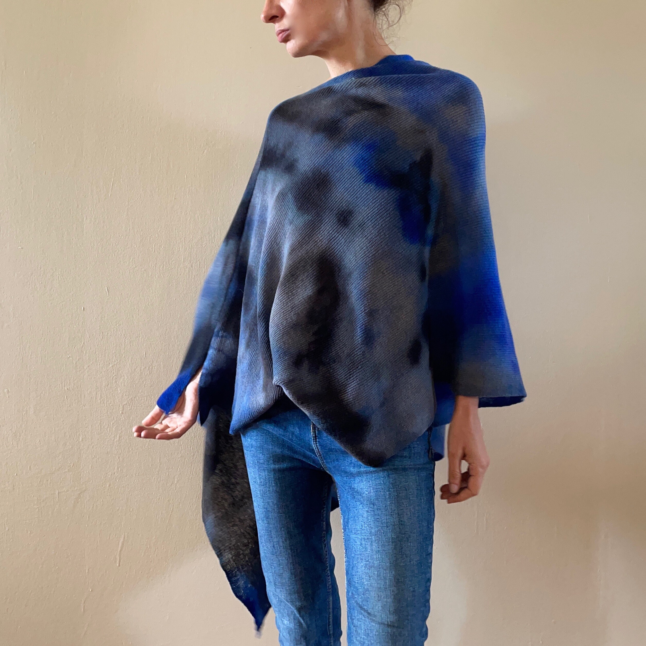 Soft Elegant Merino Wool Poncho Colorful Wool Wrap Unique Ombre Hand ...