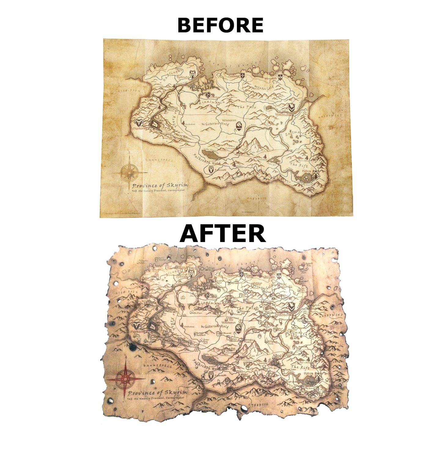 Skyrim Map Poster Hand Made Wall Art Decor Fantasy - Etsy