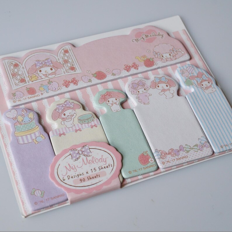 90 sheets Sanrio My Melody Sticky Notes for Bookmark Memo FREE | Etsy