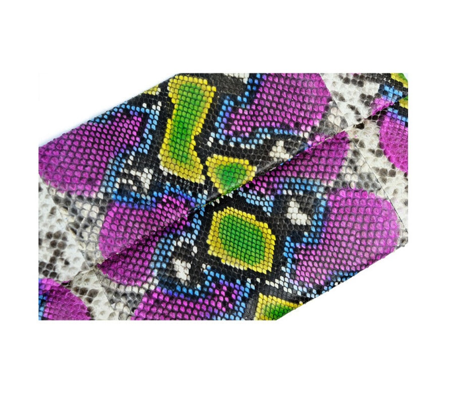 Fuchsia Lemon Lime Motif Python Leather Classic Foldover - Etsy