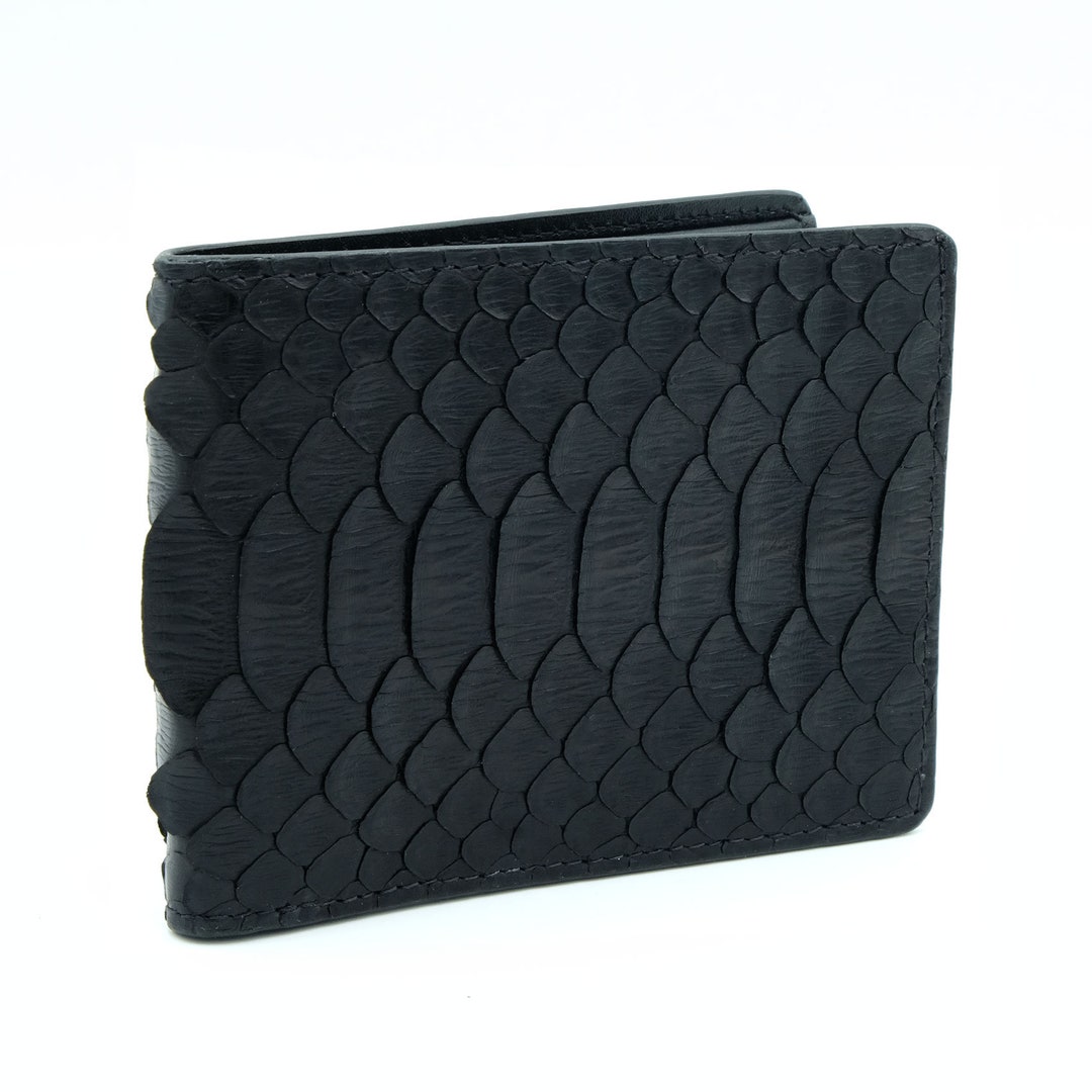 Men's Genuine Black Python Leather Wallet Bi Fold Wallet - Etsy