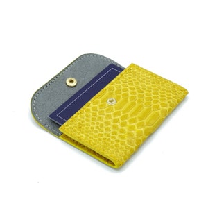 Yellow Python Flap Card Case | Small Leather Pouch | Small Leather ...