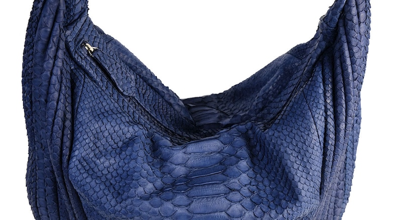 Navy Blue Snakeskin Large Hobo Bag Shoulder Bag Leather - Etsy