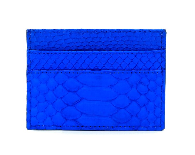 Cobalt Blue Python Card Holder | Leather Card Holder | Slim Card Case ...