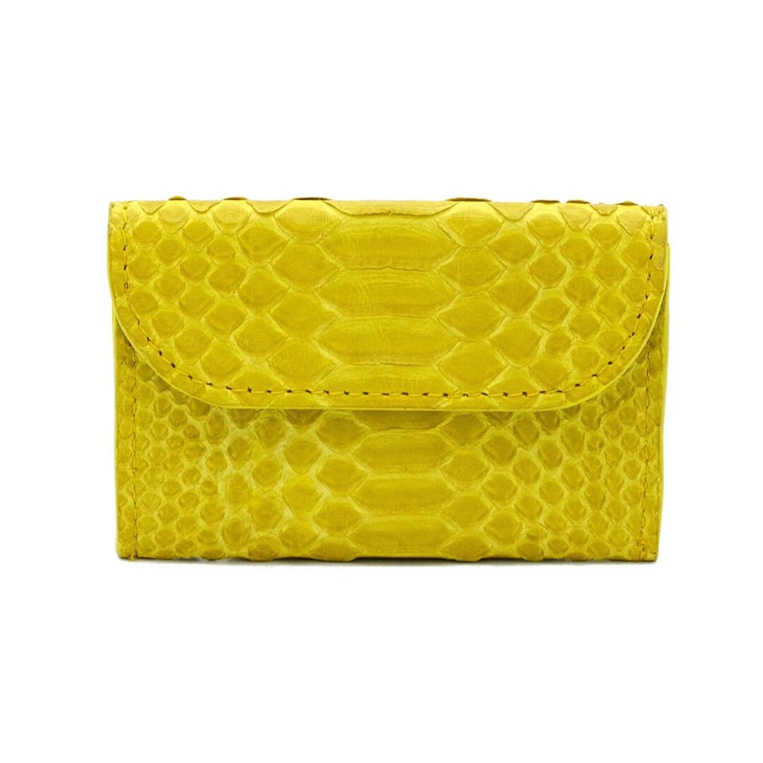 Yellow Python Flap Card Case | Small Leather Pouch | Small Leather ...