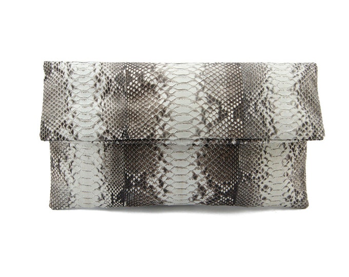 Natural Snakeskin Clutch | Foldover Clutch Bag | Envelope Clutch ...
