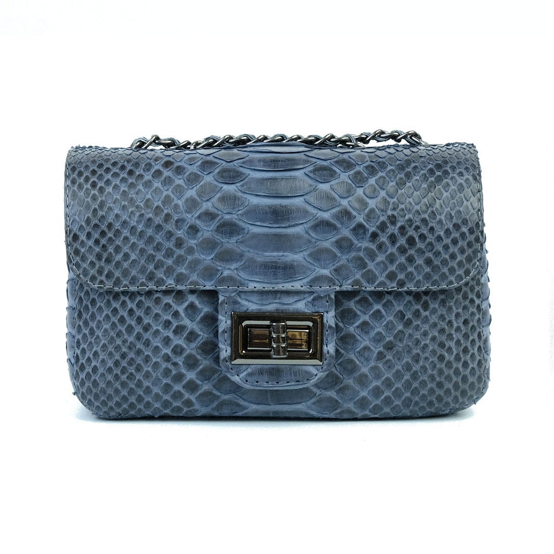 Grey Motif Python Leather Crossbody Bag | Snakeskin Bag | Small ...