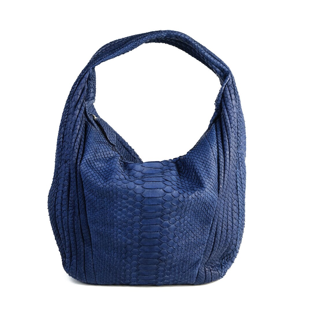 Navy Blue Snakeskin Large Hobo Bag | Shoulder Bag | Leather Tote Bag ...