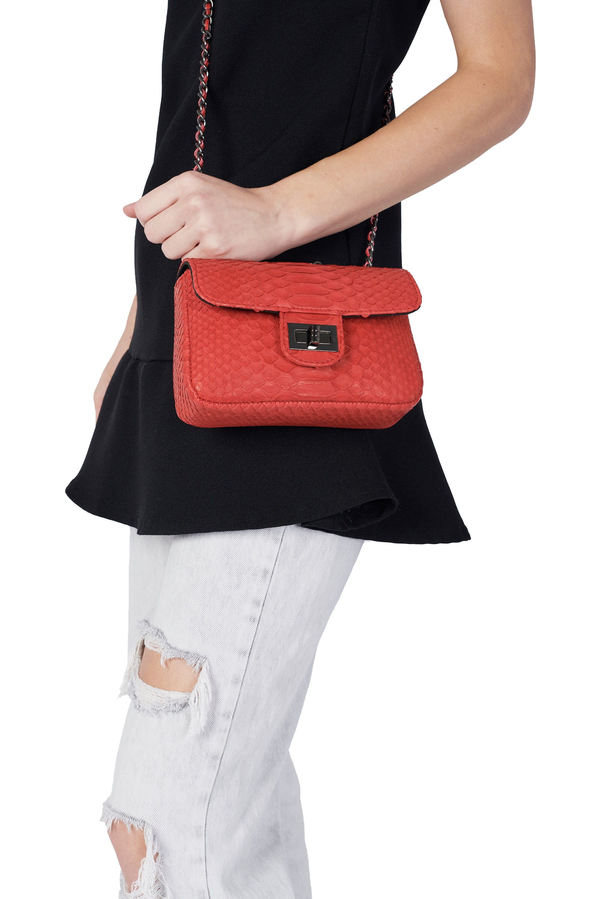 Scarlet Red Python Leather Cross Body Bag Snakeskin Bag - Etsy