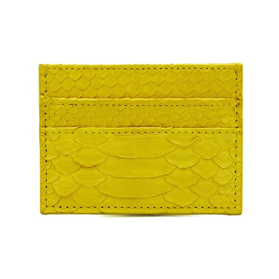 Yellow Python Card Holder Leather Card Holder 5 Slot Card | Etsy