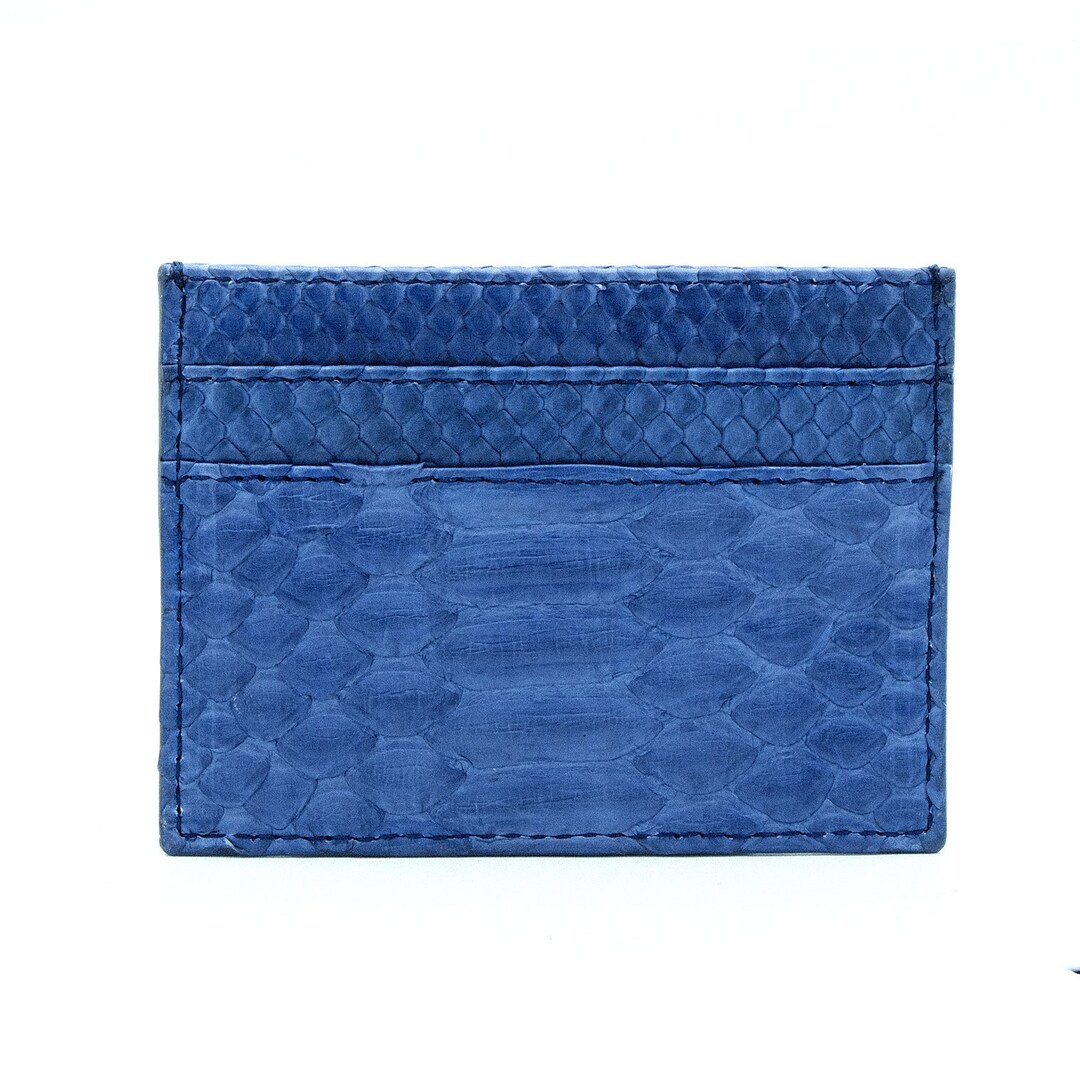 Navy Blue Python Card Holder | Leather Card Holder | Slim Card Case ...
