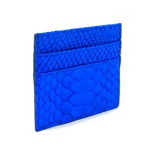 Cobalt Blue Python Card Holder | Leather Card Holder | Slim Card Case ...