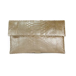 Light Gold Snakeskin Clutch | Foldover Clutch Bag | Envelope Clutch ...