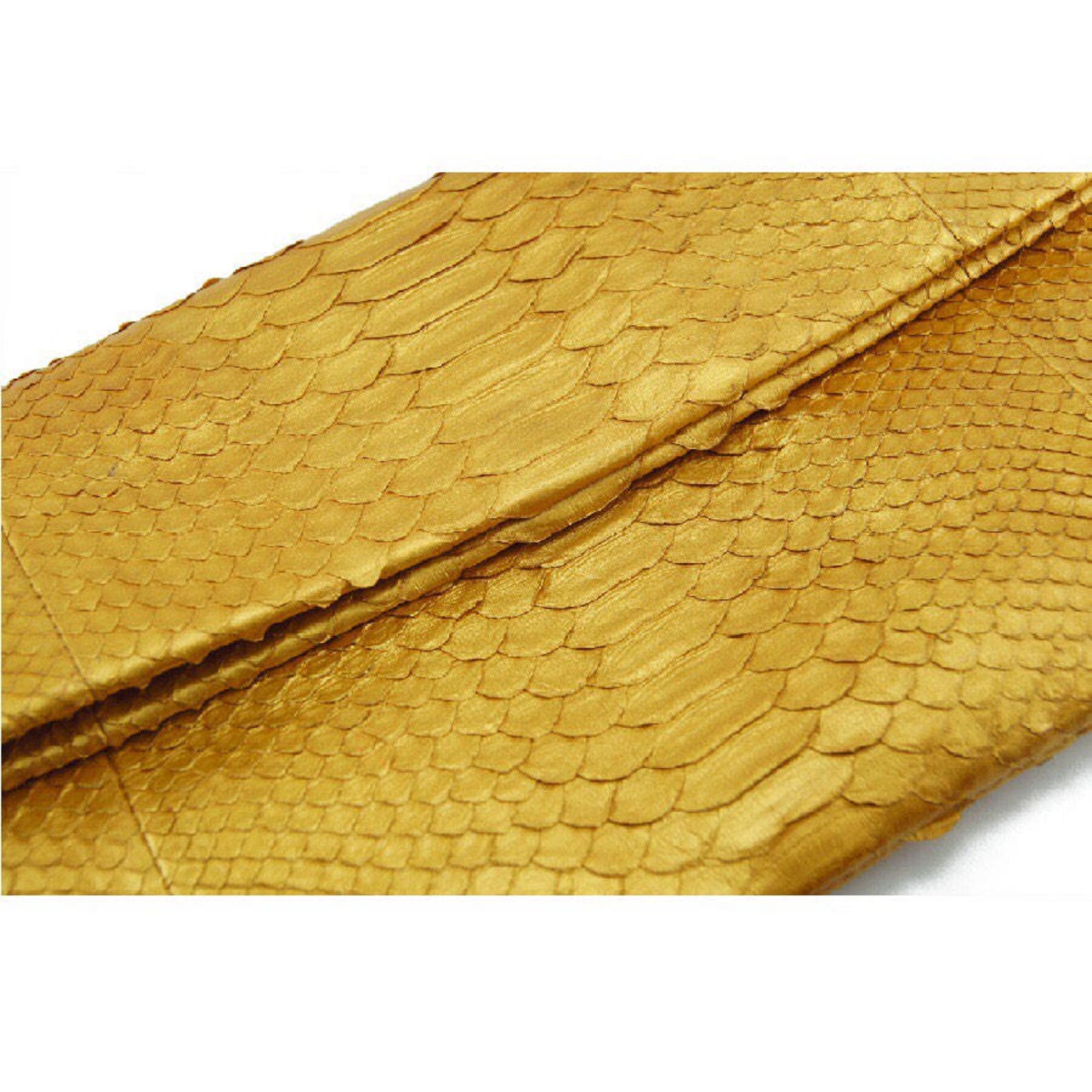 Solid Gold Snakeskin Clutch Foldover Clutch Bag Envelope Clutch Leather ...
