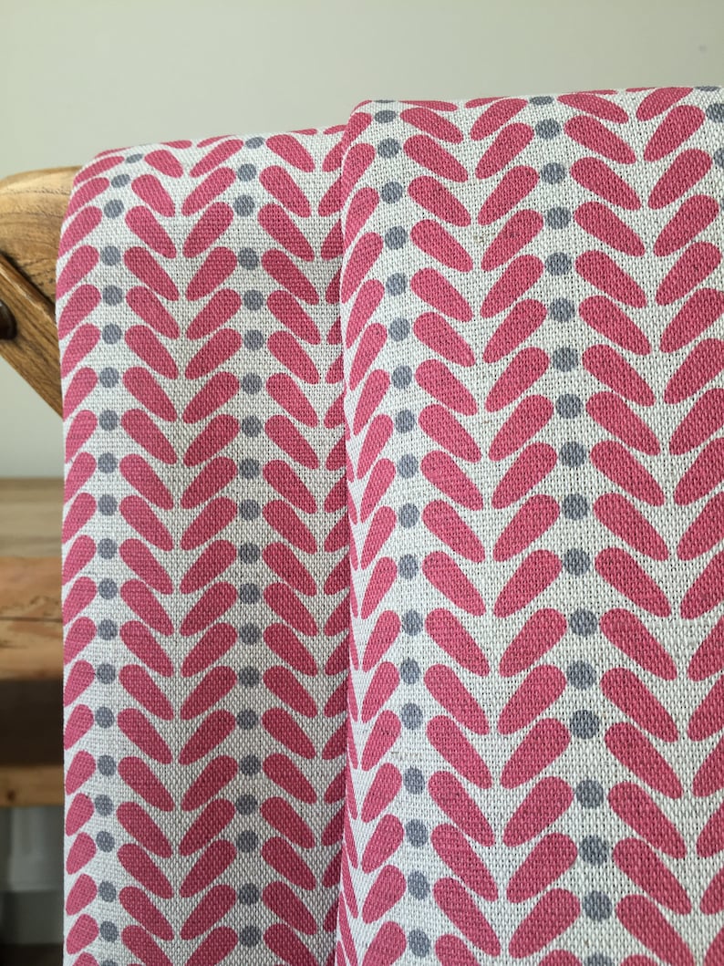 Scandi Wings Cherry Linen Curtain Fabric English Fabric - Etsy UK