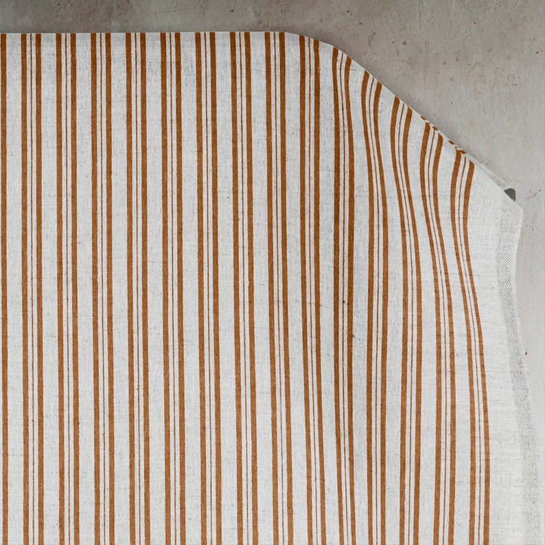 Ticking Fabric ELSA orange Curtain Fabric Striped Fabric | Etsy
