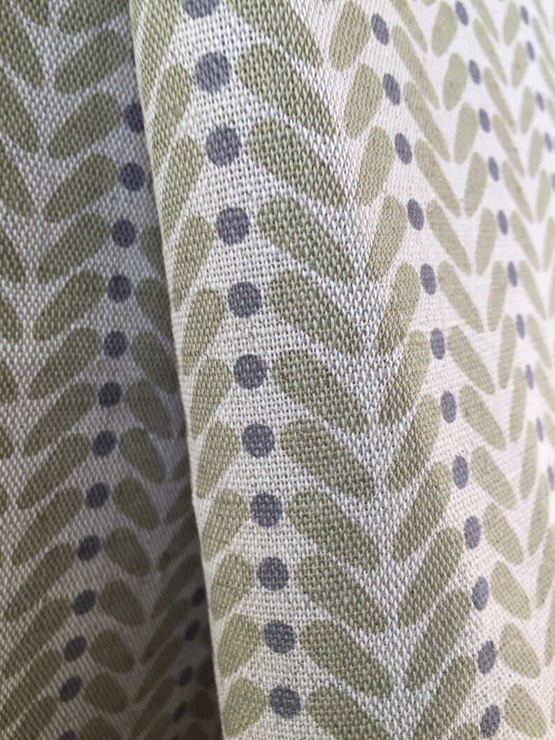 Scandi Wings Olive Green Linen Curtain Fabric English | Etsy