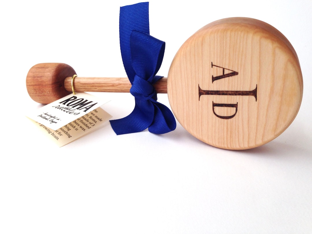 Personalized Baby's Monogram Gift Keepsake Wooden Rattle Heirloom Baby ...