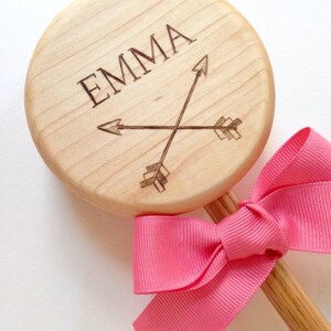Personalized Baby's Gift Modern Arrow Keepsake Wooden Rattle Heirloom ...