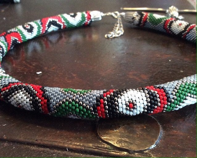 Beaded Necklace Handmade Jewelry Embroidered Bijoux Round - Etsy