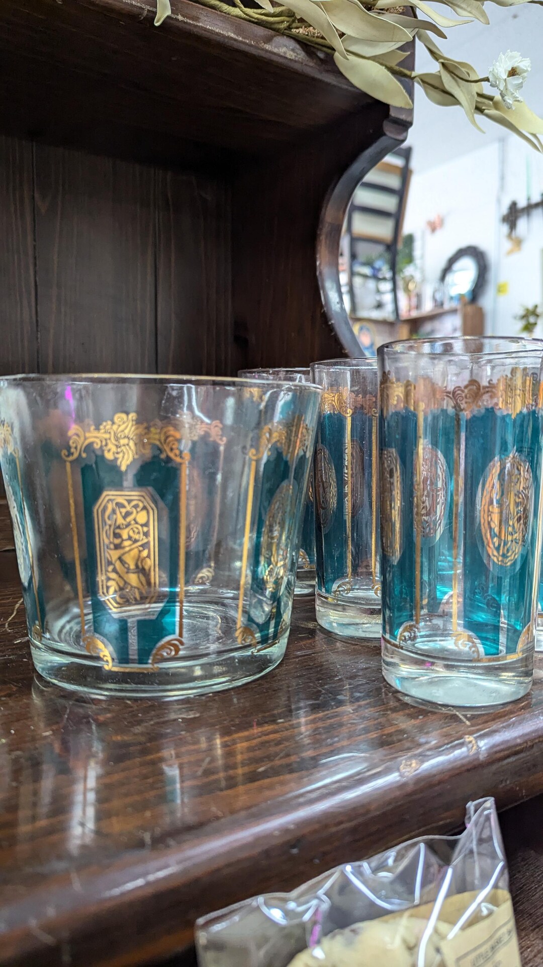 MCM Libbey Barware in 22k Gold and Turquoise - Etsy